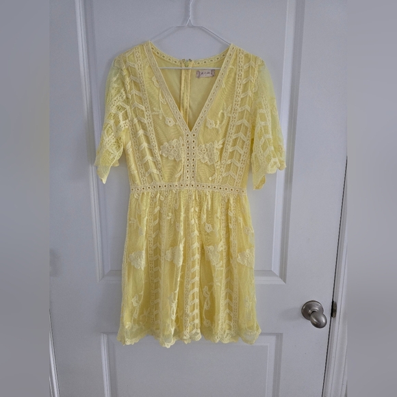 Altar'd State | Dresses | Altard State Pastel Yellow Lace Dress | Poshmark